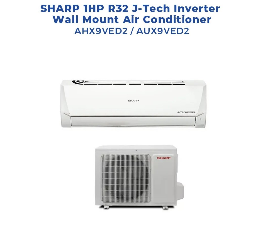 Sharp 1.0 HP inverter aircond, TV & Home Appliances, Air Conditioners ...
