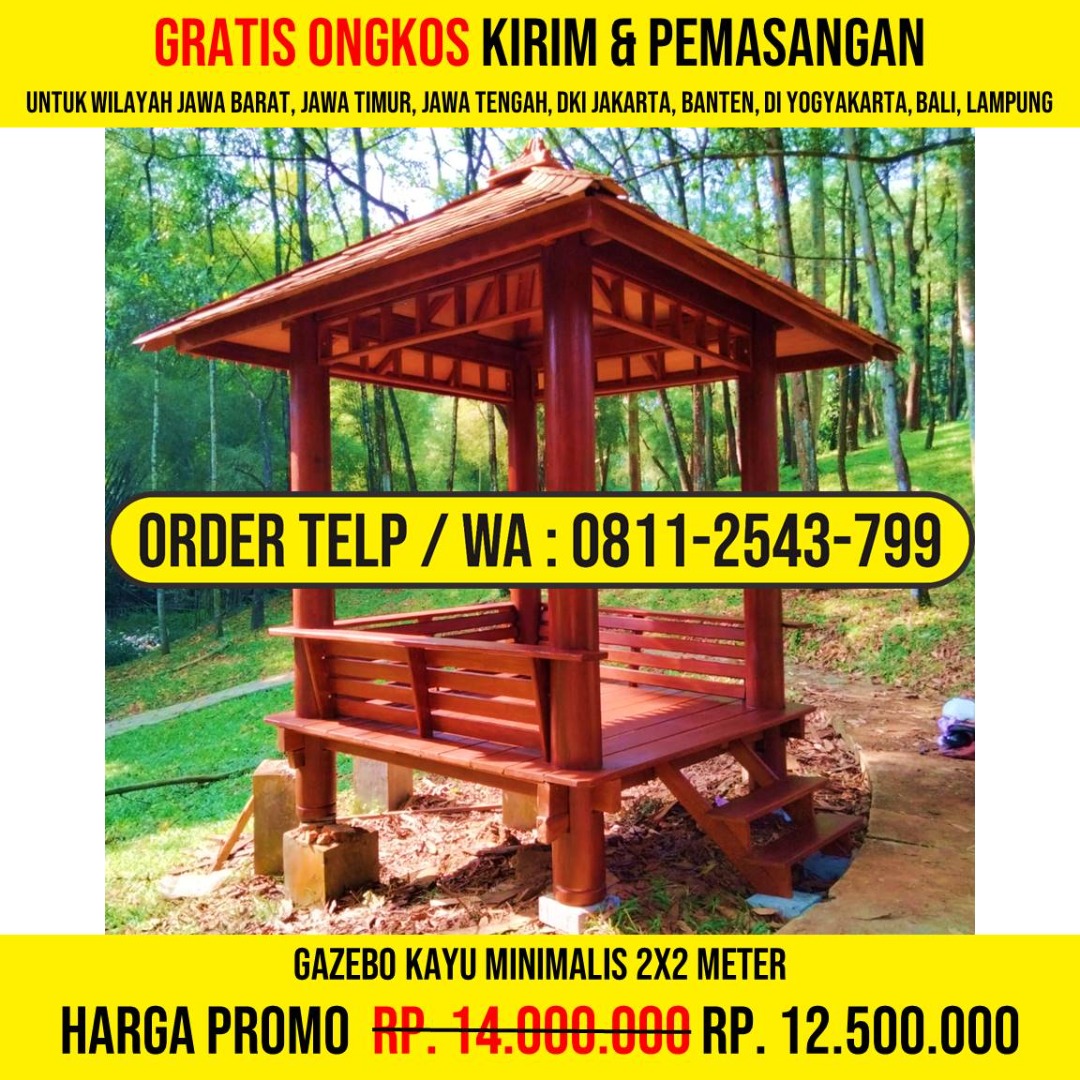 WA : 0811-2543-799, Gazebo Garden Resto 2x2 Atap Sirap Ulin, Pasuruan ...