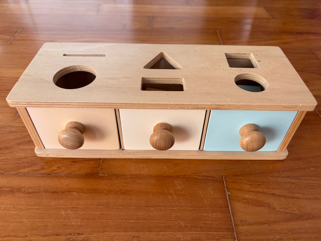 Wooden Montessori Coin Box, Ball Box, Object Permanence Box, Babies ...