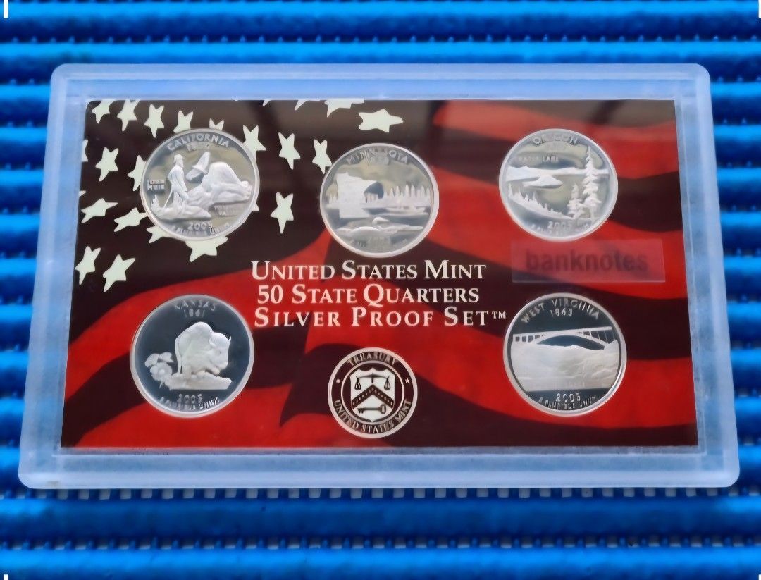 2005 S United States Mint 50 States Quarters Silver Proof Coin Set ...