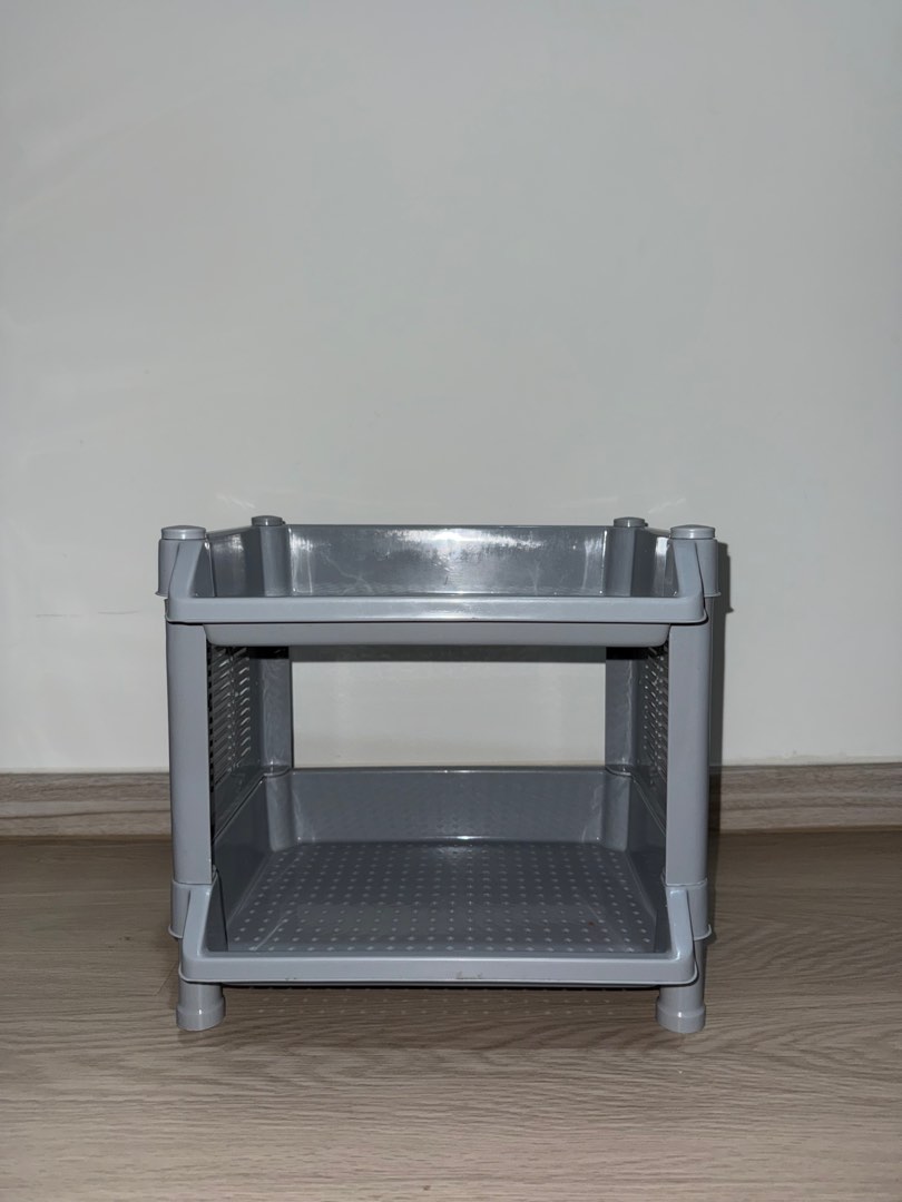 2-Tier Grey Plastic Storage Shelf, Furniture & Home Living, Furniture ...