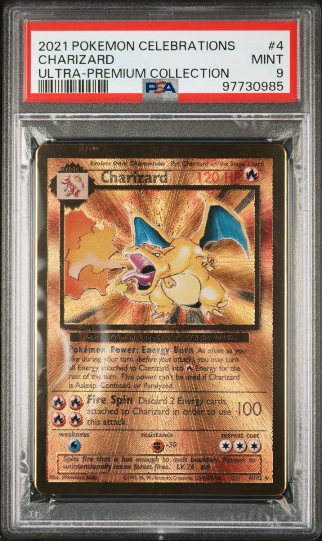 【明年30週年、收藏級25週年絕版噴火龍金屬卡】 PSA9 2021 POKEMON CELEBRATIONS ULTRA-PREMIUM ...