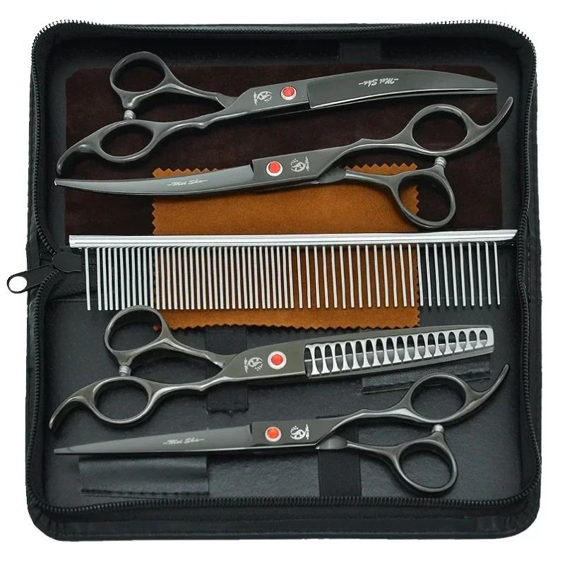 7 Inch Meisha Dog Grooming Scissors Set Professional Pet Cutting Curved ...
