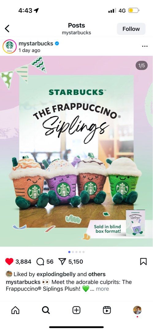 [EXCLUSIVE] BNIB Starbucks Sipling Frappuccino Plushies in Blind Box ...