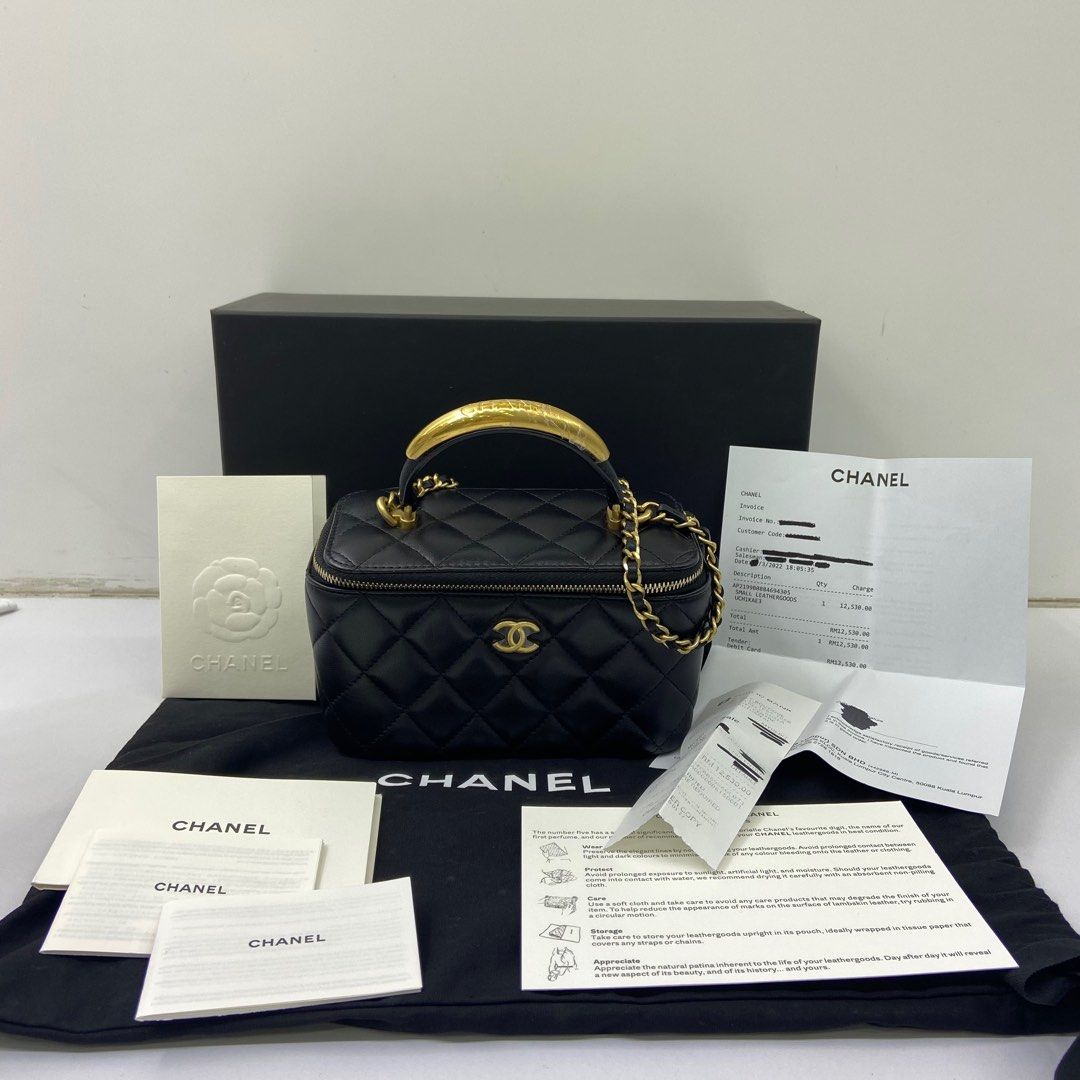 CHANEL AP2199 MATELASSE LAMB RFID TOP HANDLE VANITY BAG 257006240 ...