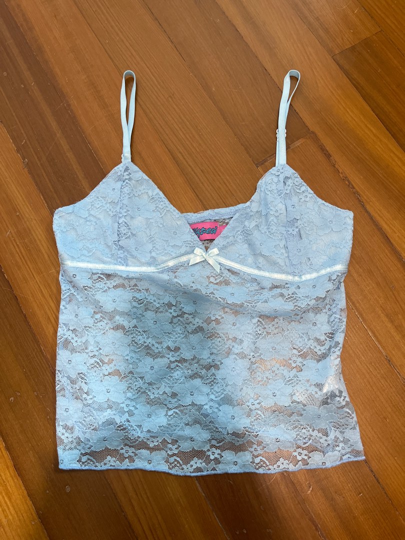 EDIKTED Light Blue Lace Camisole, Women's Fashion, Tops, Sleeveless on ...
