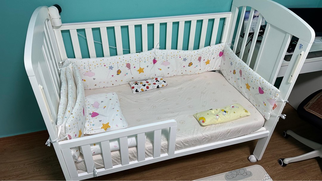 Happy Cot JCB-301 Happy Dream 4-in-1 Baby Cot - White, Babies & Kids ...