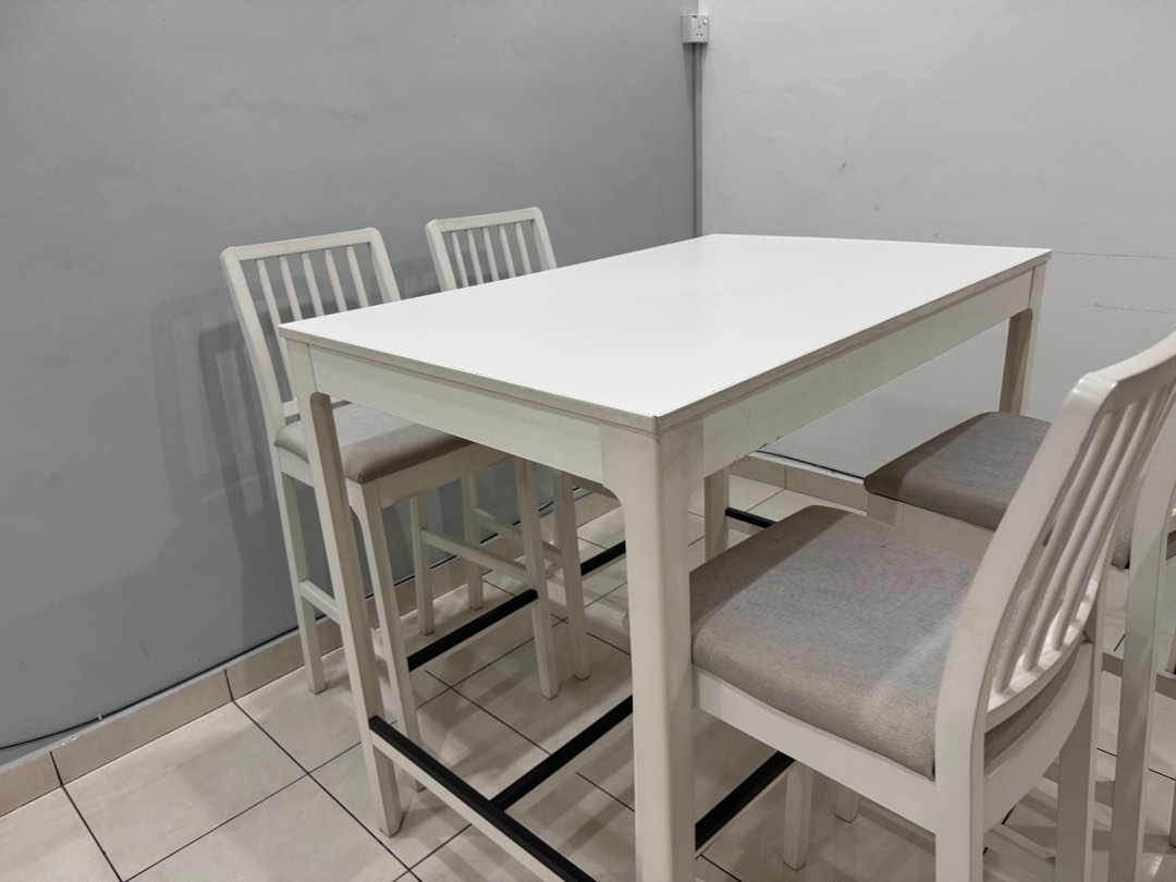Ikea high table and chair, Furniture & Home Living, Furniture, Tables ...