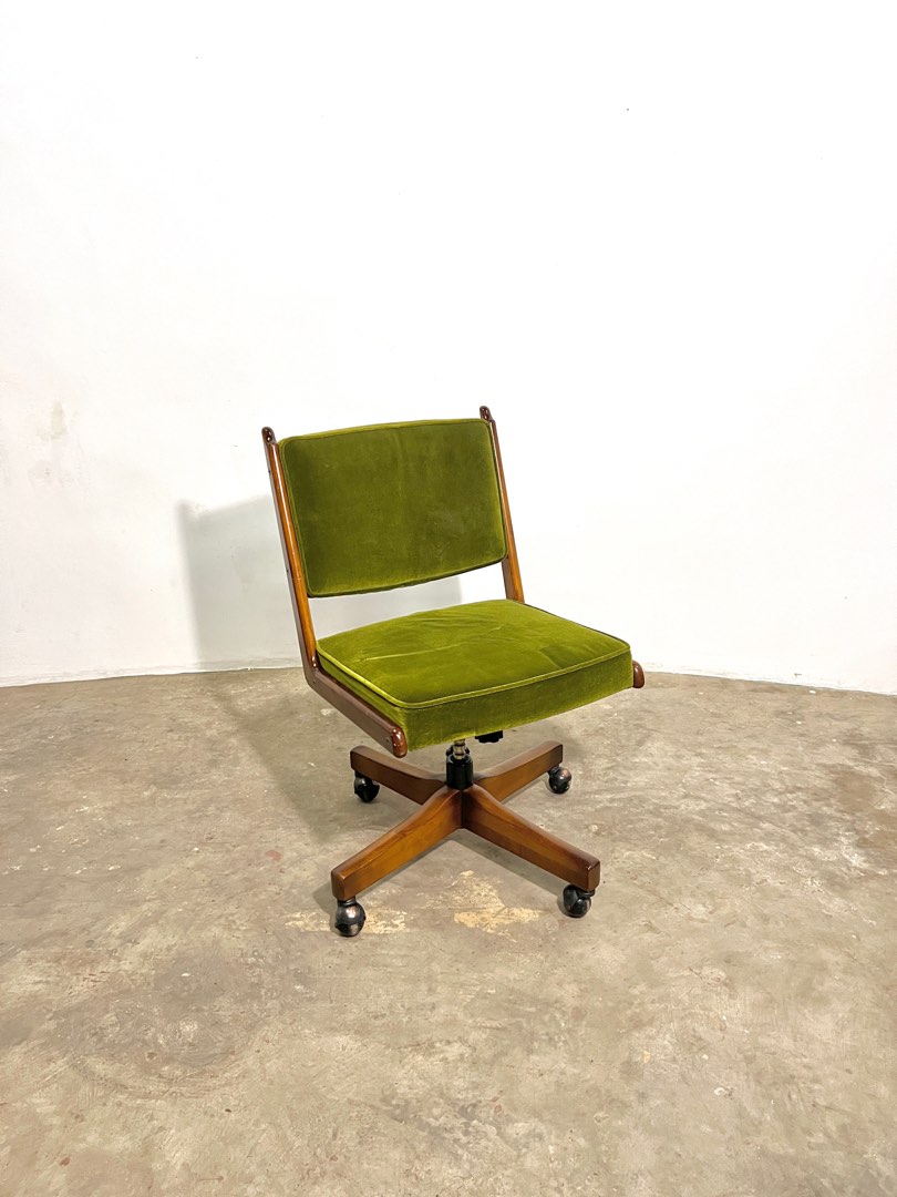 Karimoku Colonial Desk / Task Chair on Moquette Green Fabric | Manual ...
