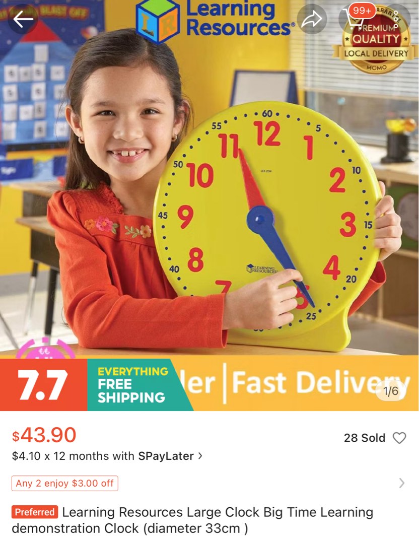 Learning Resources Big Time Learning Clock, Hobbies & Toys, Toys ...