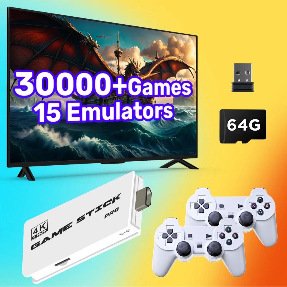 M15 Game Stick Mini TV Handheld Game Console 64G 30000+Retro Game HD ...