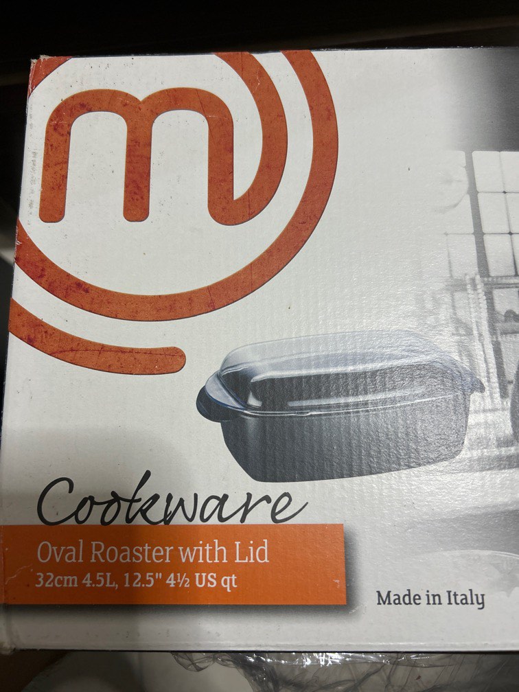 MasterChef Oval Roaster with Lid 玻璃烤盤, 傢俬＆家居, 廚具和餐具, 烤盤 - Carousell