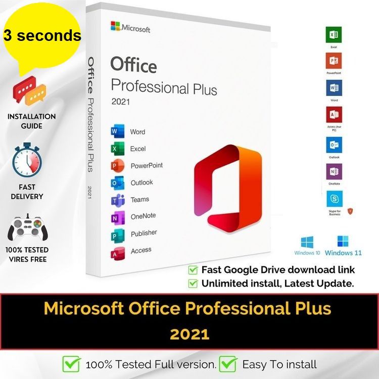 Microsoft Office 2021 Professional Plus - 32 & 64 Bit -for 1 Windows ...