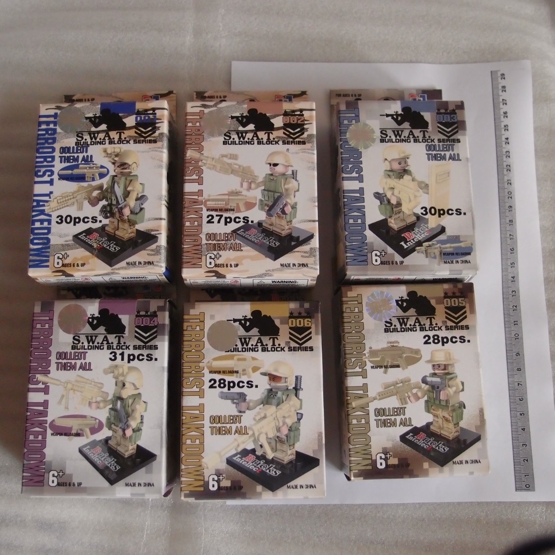 Set of 6 SWAT Building Block Series Military Mini-Figures (NOT LEGO ...