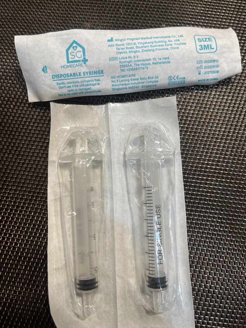 SG Homecare 3ml Disposable Syringes, Babies & Kids, Nursing & Feeding ...