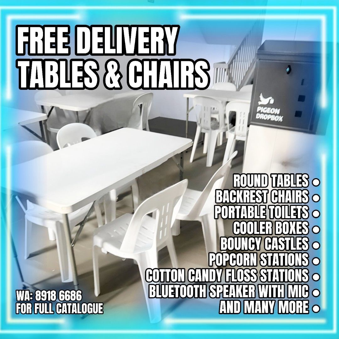 Tables & Chairs Rental | Bouncy Castle | Portable Toilet | Fan ...