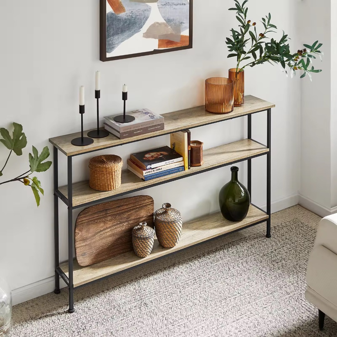 Three Tier Console Table | Long Entryway Display Table | Industrial ...