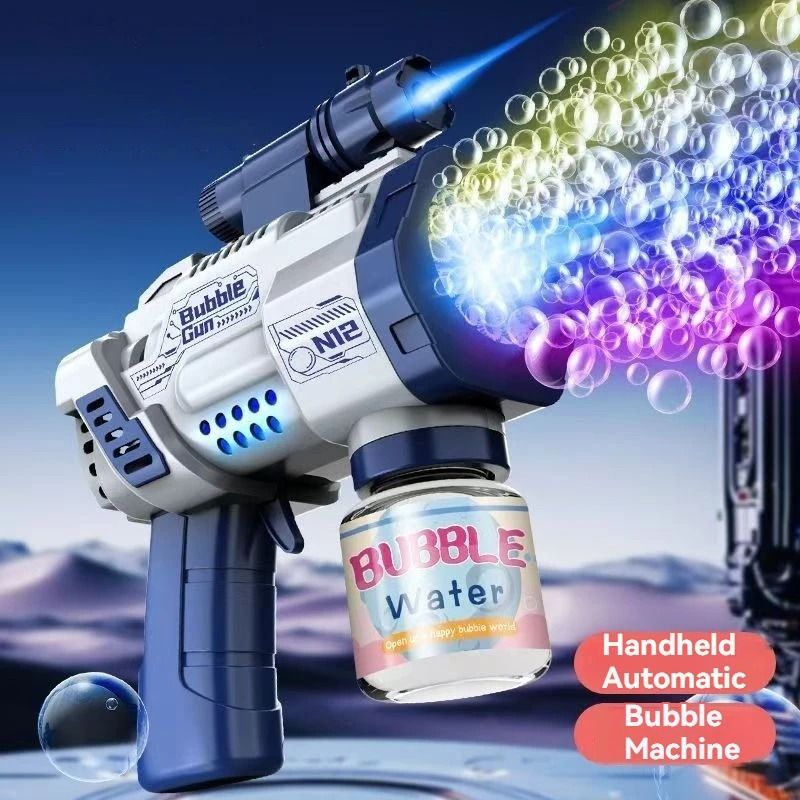 12 Hole Automatic Bubble Gun Electric Bubble Machine With Lights Soap ...