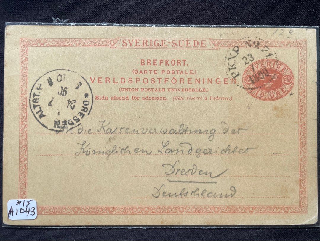 A1043 - Europe Sweden 1890 Classic Post Card with Pre-printed Swedish ...