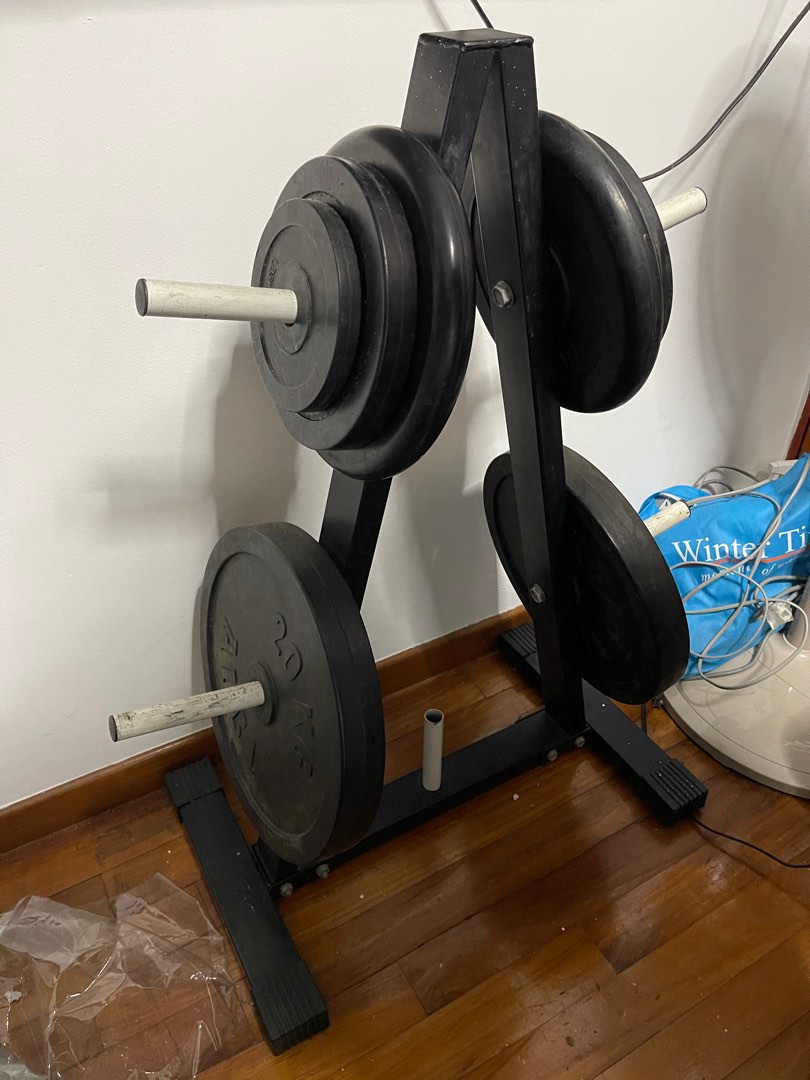A-Frame Weight Plate Tree + Weight Plates Set, Sports Equipment ...