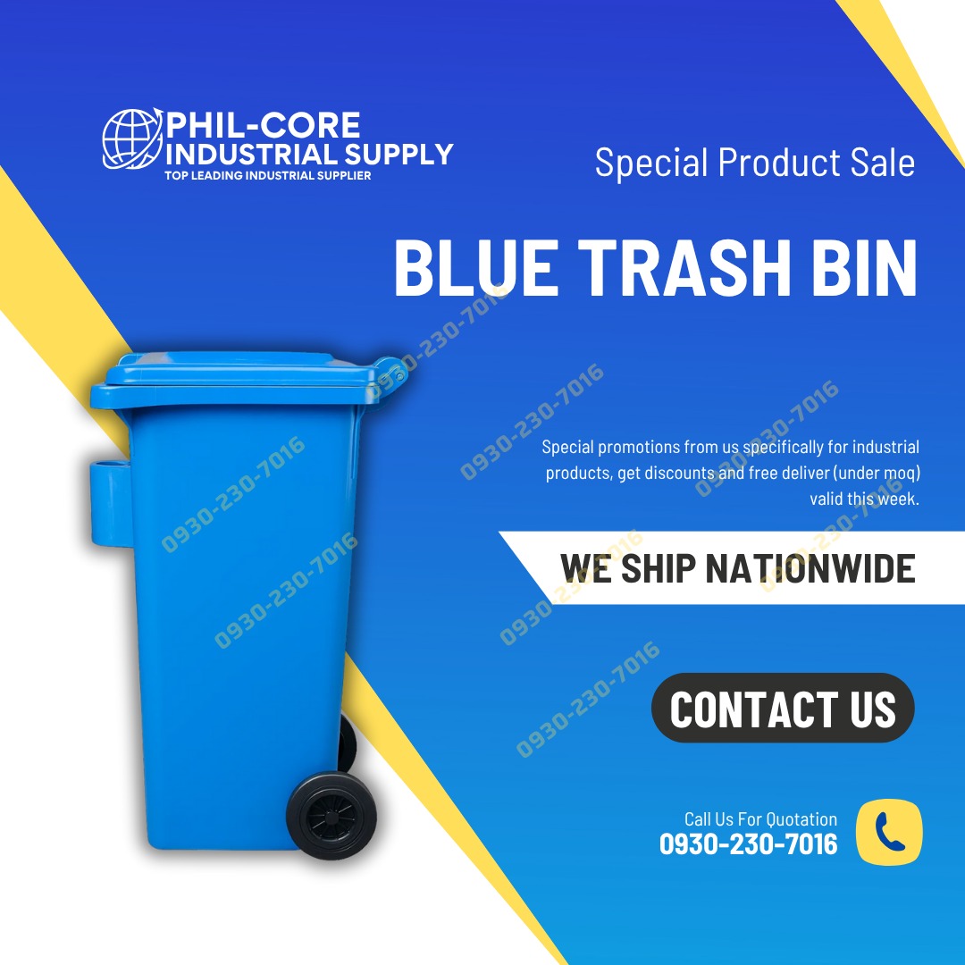 Blue trash bin / blue pedal bin / green portable toilet / trash bins ...