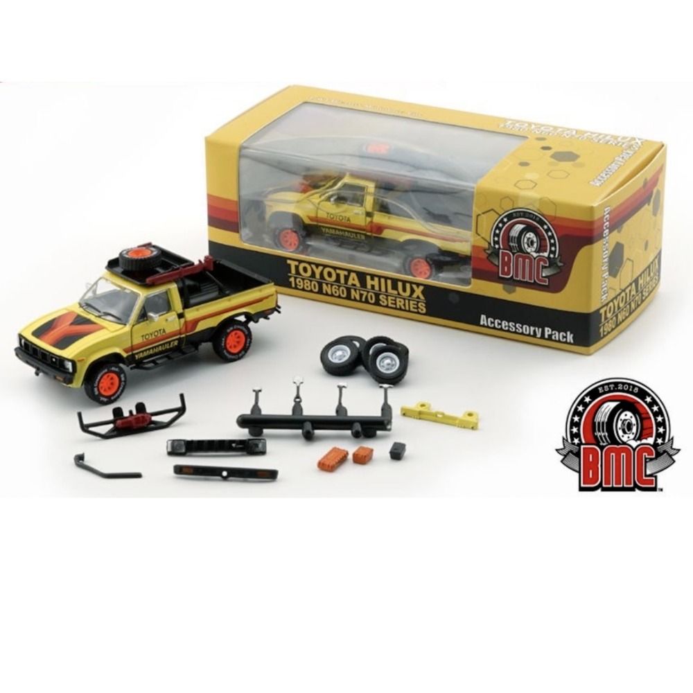 BM Creations BMC 1/64 Scale 1980 Toyota Hilux w/ Accessories Yellow LHD ...