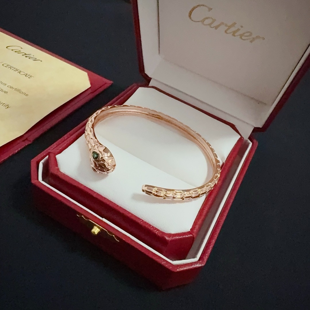 Cartier diamond studded snake head bracelet, Women's Fashion, Jewelry ...