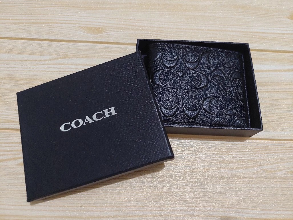 Dompet Pria COACH EMBOSED Hitam Bahan Kulit Kondisi Baru bukan Bekas ...