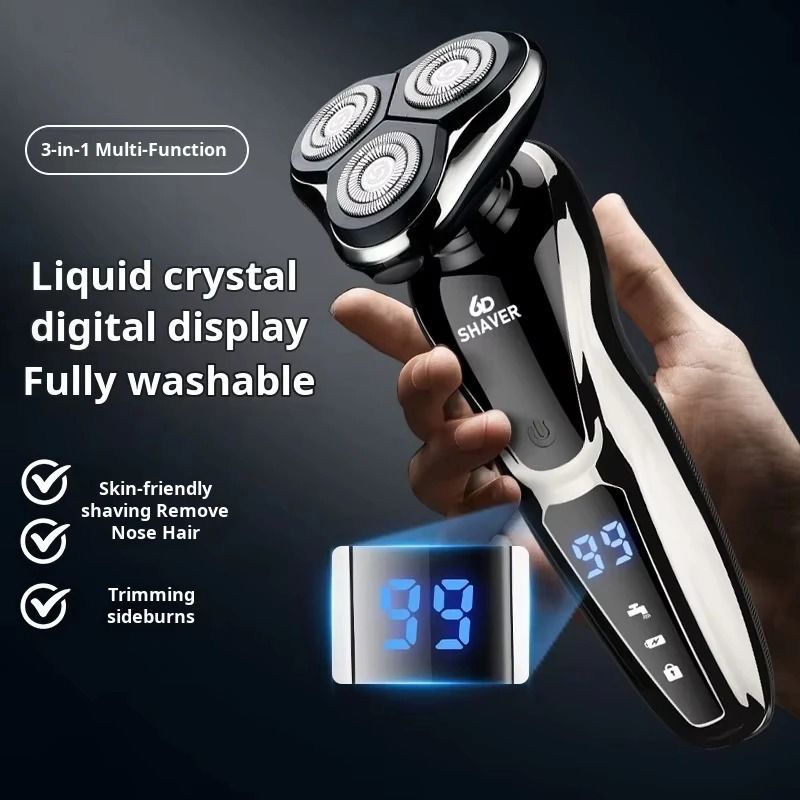 Electric Shaver 3-in-1 Double Head 5000 Digital Display Head Washable ...