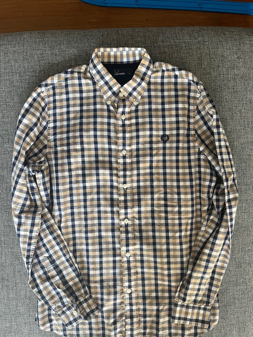 Fred perry shirt kemeja long sleeve lengan panjang original size m ...