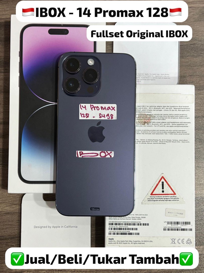 Iphone 14 Promax 128 Gb Deep purple iibox resmii, Telepon Seluler & Tablet, iPhone, undefined di ...