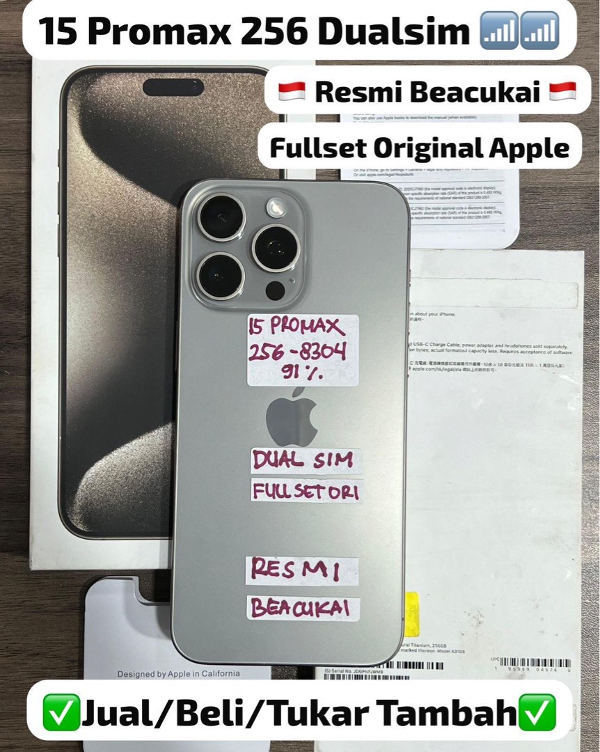 Iphone 15 Promax 256 Gb Natural Titanium Resmi beacukai Dualsim On ...