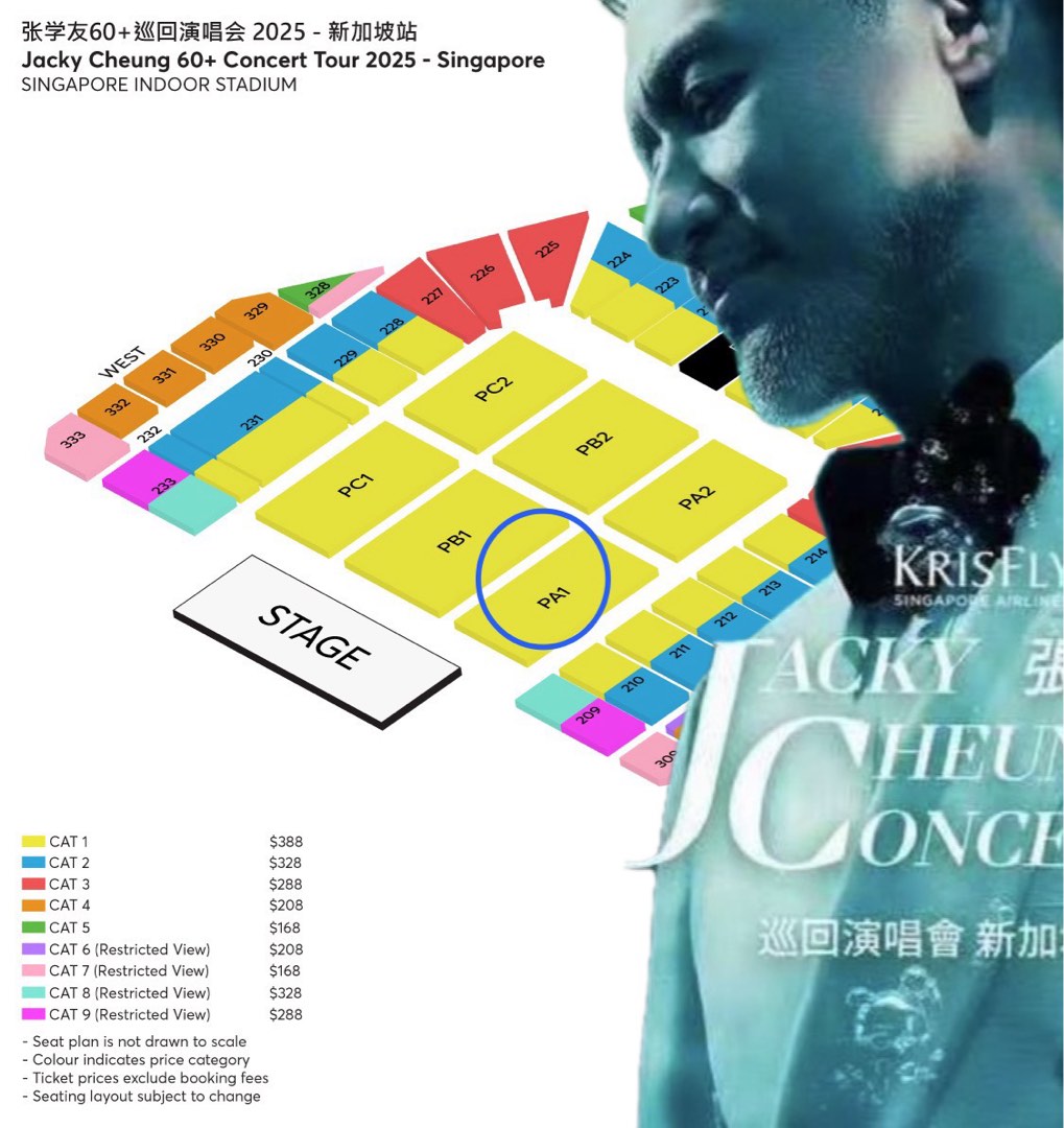Jacky Cheung 60+ Concert Tour 2025 - Singapore - PA1 Tickets, Tickets ...