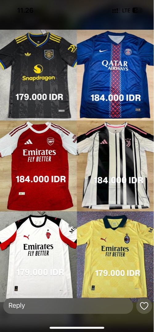 JERSEY ORI MADE IN THAILAND, Fesyen Pria, Pakaian , Atasan di Carousell