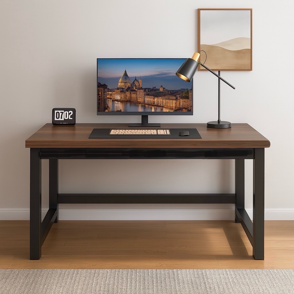 Modern Writing Desk | Wood Top Work Desk | Black Frame Study Desk ...