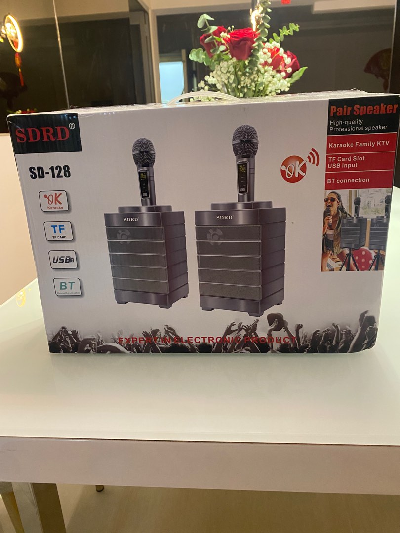 Portable karaoke system sdrd sd-128 dual microphone, Audio, Soundbars ...