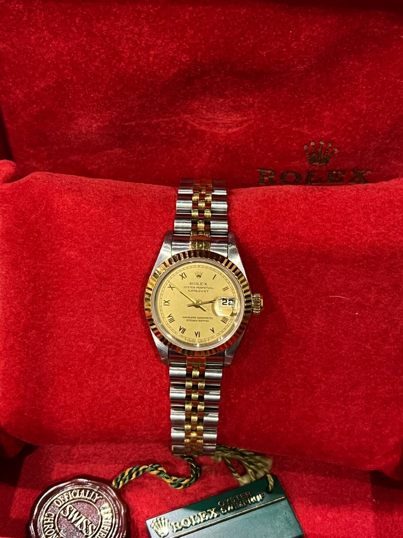 Rolex Two tone Lady Datejust Gold dial, Luxury, Watches on Carousell