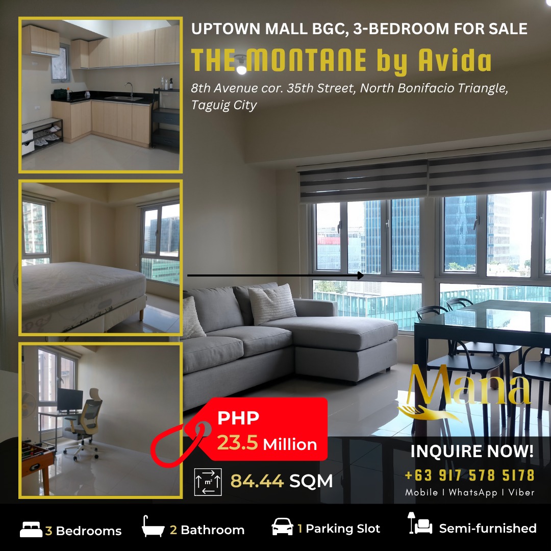 SL007 - THE MONTANE BY AVIDA 3-BEDROOM FOR SALE - UPTOWN MALL BGC ...