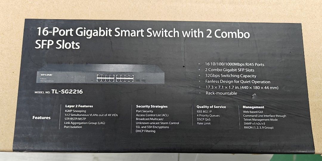 TP-LINK 16-port gigabyte Smart switch with 2 combo SFP Slots, 電腦＆科技, 電腦 ...