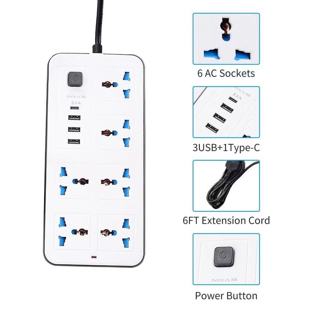 Universal Extension Lead with Multiple Function, UK 3 Pin Socket Outlet ...