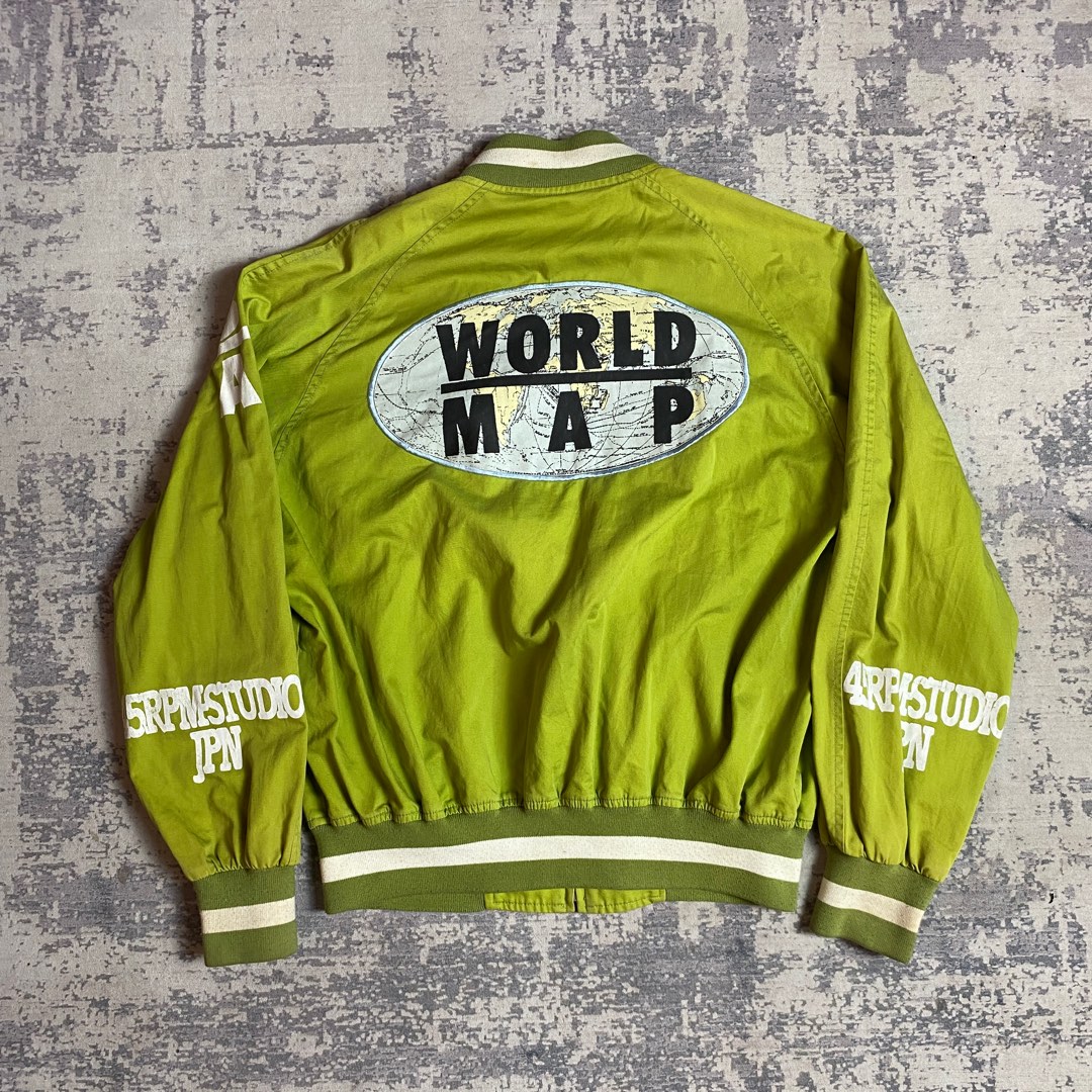 Vintage 45rpm World Map Jacket, Fesyen Pria, Pakaian , Baju Luaran di ...