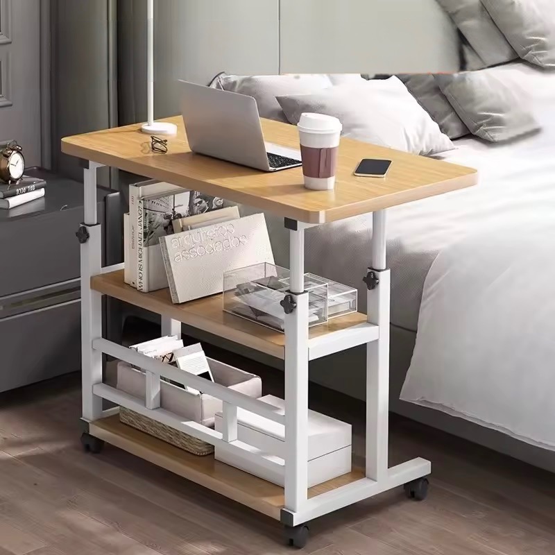 Wheeled Bed Laptop Table | Adjustable Height Work Desk | Mobile Study ...