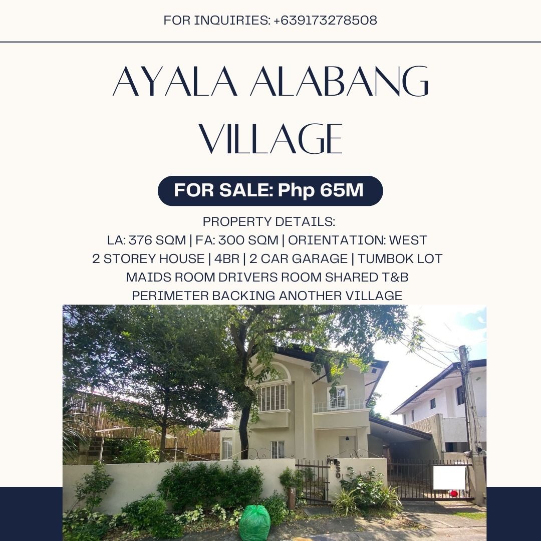 Ayala Alabang Village Muntinlupa 2 storey house 4br perimeter, tumbok ...