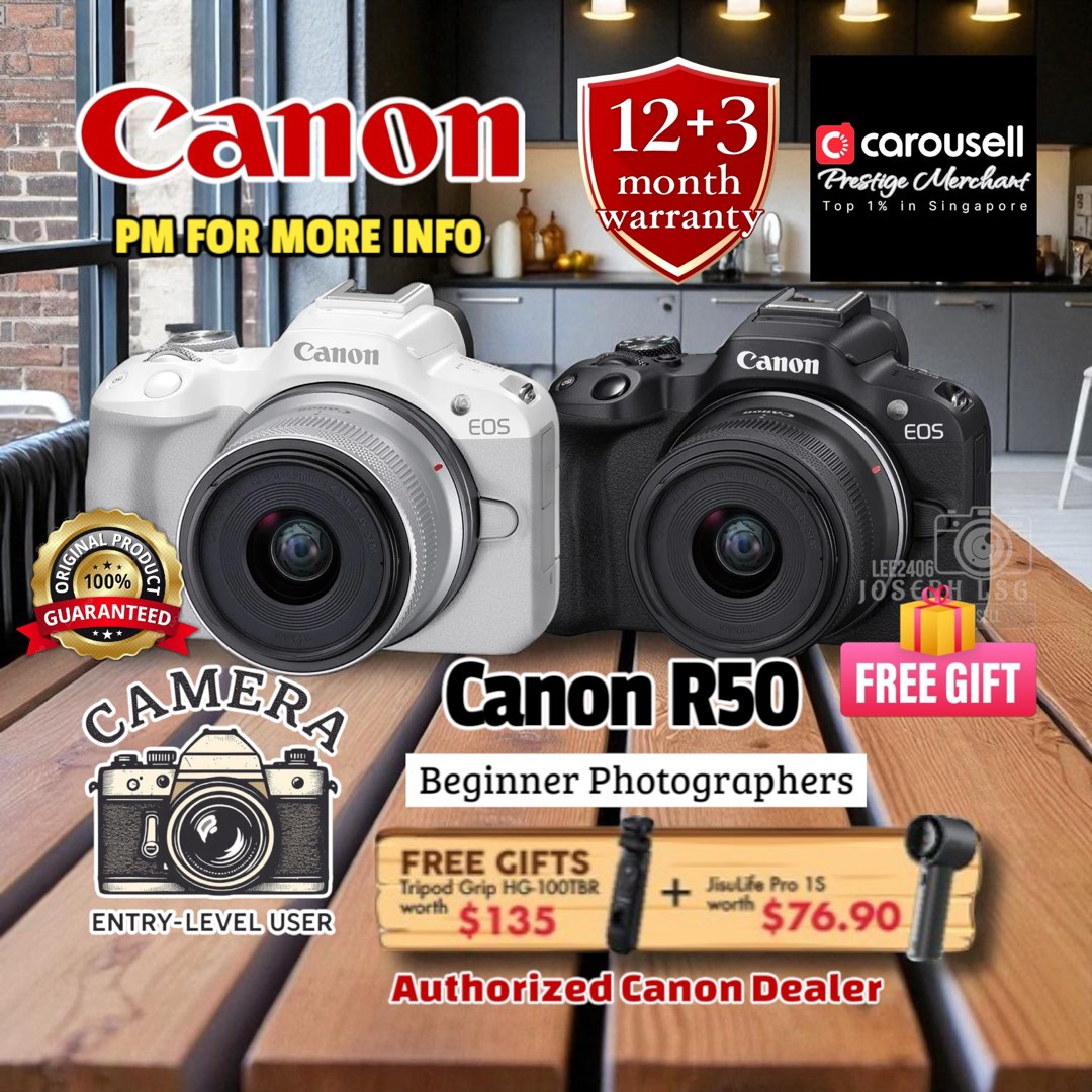 Canon R50 WITH RF-S 18-45mm & R50 Body & EOS R50 with 18-45mm+55-210mm ...