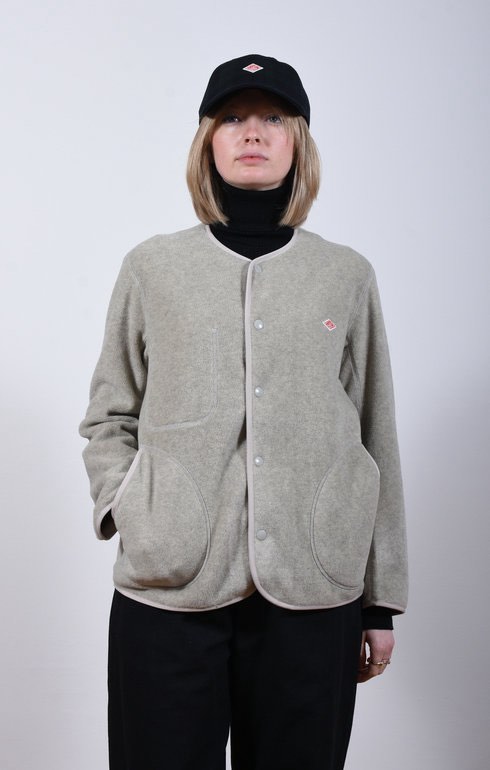 Danton Snapbutton Collarless Fleece Jacket, Women's Fashion, Coats ...