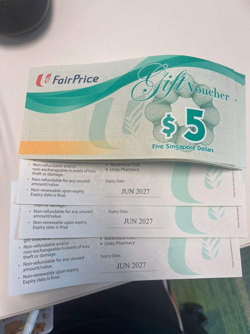 FairPrice $5 Gift Voucher - Expires June 2027, Tickets & Vouchers, Vouchers on Carousell