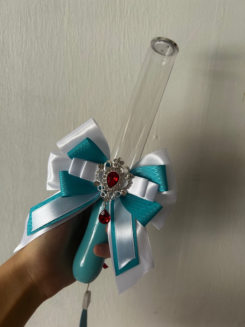 hatsune miku white and teal inspired custom penlight ribbon, Hobbies ...