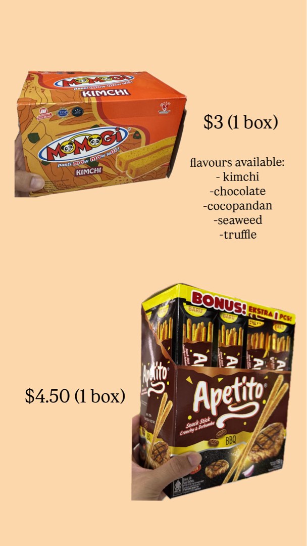 Indonesian Snacks - Momogi, Apetito, Migelas, ABC Sambal, Antangin ...