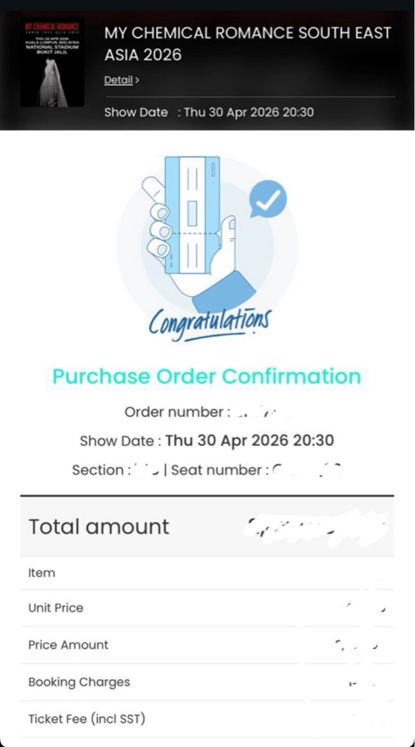 MCR seated ticket, day 1 to let go!, Tickets & Vouchers, Event Tickets ...