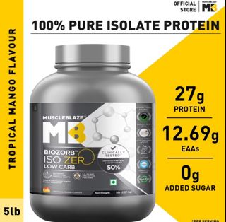 MuscleBlaze BioZorb ISO Zer Low Carb Protein Powder, Health & Nutrition ...